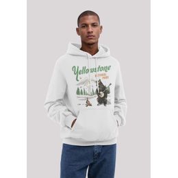 F4NT4STIC Herren Kapuzenpullover "US National Parks Yellowstone Bear Playing Banjo", wei&szlig;, Gr. XS, Obermaterial: 80% Baumwolle, 20% Polyester,