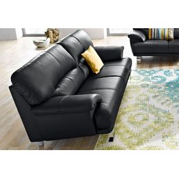 3-Sitzer Trendmanufaktur, B:200cm H:87cm T:90cm, schwarz, Microfaser PRIMABELLE (100% Polyester);NaturLEDER (echtes Rindsleder) in Sitz und R&uuml;cken.