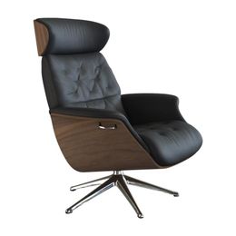 Relaxsessel FLEXLUX, B:83cm H:112cm T:125cm, schwarz, 100% Echteder, Wohnzimmer, Sessel, "Volden Fernsehsessel, verstellbarer R&uuml;cken- & Kopfst&uuml;tze,