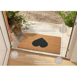 Fu&szlig;matte Hanse Home, B:75cm H:15mm L:45cm, braun, Kokos, Au&szlig;enbereich, Teppiche, "Mix Mats Kokos Heart, T&uuml;rmatte", Kokos, Schmutzfangmatte, Outdoor,