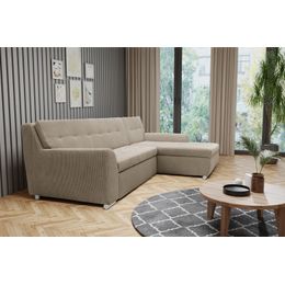 Ecksofa DOMO collection, B:267cm H:83cm T:178cm, braun, 100% Polyester, Wohnzimmer, Sofas, "Treviso viele Bezüge, auch in Cord, L-Form, B/T/H: