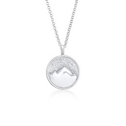 Elli Damen Kette mit Anhänger "Elli Halskette Münze Berge Alpen Mountain 925 Silber", 45, ohne Stein, Silber 925 (Sterlingsilber), L: 45, silber,