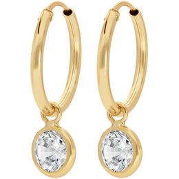 Firetti Damen Paar Creolen "Schmuck Geschenk Gold 375 Ohrschmuck Ohrringe Solit&auml;r", 12mm, Gelbgold 375, gold, Gelbgold 375, Ohrringe, mit Zirkonia