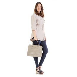 CLUTY Damen Henkeltasche, beige, Leder, Reptilienpr&auml;gung, Taschen, echt Leder, Made in Italy