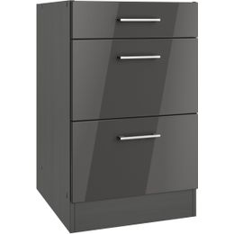 Unterschrank KOCHSTATION, B:50cm H:82cm T:60cm, grau, MDF, Küche, Schränke, "KS-Milan", Auszugschrank 50 cm, matte oder hochglänzende Fronten