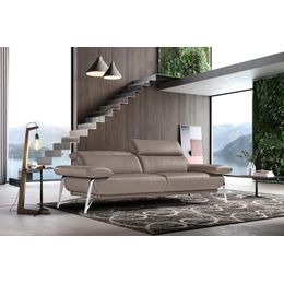 Egoitaliano Damen 2,5-Sitzer "Anais, Designsofa mit erstklassigem Sitzkomfort, Fu&szlig;farbe chrom", B/H/T: 232cm x 74cm x 106cm, Leder BACIO, beige,