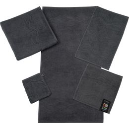 Waschhandschuh Ross, B:16cm L:22cm, grau, Frottier, Baumwolle, Handt&uuml;cher, "Cashmere feeling", mit Wellen-Bord&uuml;re