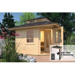 Weka Saunahaus "Kurikka", Saunaofen, externe Steuerung, 7,5 kW, beige, Garten, Saunen, 7,5 kW-Ofen mit digitaler Steuerung