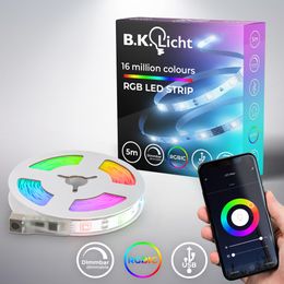 B.K.LICHT LED Stripe "Wifi RGBIC USB LED Strip, 5 m, mit App Steuerung", Flammen 150 Stk., Kabellänge 150m, weiß, Lichterketten, Lichtleiste, mit