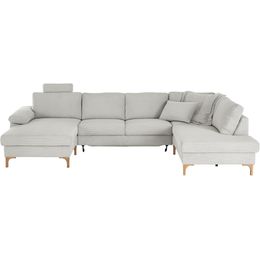 Wohnlandschaft 3C CANDY, B:339cm H:86cm T:220cm, silber, 95% Polyester, 5% Nylon, Sofas, "Lecce, wahlweise PUR-Schaumstoff oder