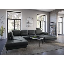 Sit & More Wohnlandschaft SIT & MORE, B:332cm H:84cm T:226cm, schwarz, Sofas, "Bendigo U-Form", inklusive Sitztiefenverstellung, Bodenfreiheit 12 cm, in 2