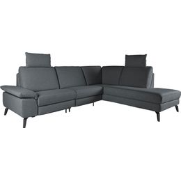 Ecksofa Alina, B:243cm H:118cm T:210cm, grau, Struktur GBA (100% Polyester), Wohnzimmer, Sofas, inkl. Kopfst&uuml;tzen, wahlweise mit Relaxfunktion,