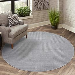 Teppich Carpet City, H:11mm &Oslash;:160cm, grau, Obermaterial: 50% Polyester, 50% Polypropylen, Wohnzimmer, Teppiche, "FLAIR177", Kurzflor-Teppich,