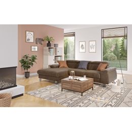 Ecksofa COTTA, B:244cm H:72cm T:166cm, braun, 88% POLYESTER (PES) 12% POLYAMID (PA), Sofas, "Komaris L-Form, B: 244 cm", mit Kopfteilverstellung,