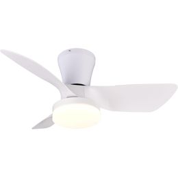 LED Deckenleuchte "RANDERS mit Ventilator, Deckenventilator mit Licht inkl Fernbedienung", 1, Ø 76cm H: 26cm, 1 Stk., weiß, REALITY LEUCHTEN,