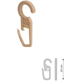 Faltenclip Liedeco, H:3,5cm &Oslash;:1cm, beige, Kunststoff, Gardinenbefestigungen, Faltenlegehaken, f&uuml;r Gardinenringe &Ouml;se 10 mm