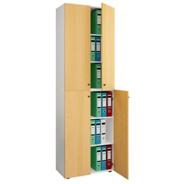 Aktenschrank Vcm, B:70cm H:220cm T:40cm, weiß, Obermaterial: 100% Holz Wood., Büro, Schränke, "Vcm Büroschrank mit 6 Fächern moderner Aktenschrank