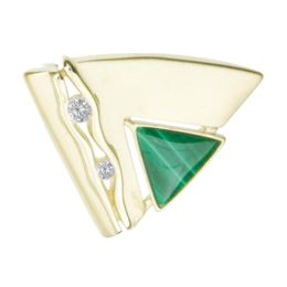 OSTSEE-SCHMUCK Damen Kettenanh&auml;nger "- Gleiter-Benita - Gold 333/000 - Malachit/Zirk.", Gelbgold 333, gold, Gelbgold 333, Schmuckanh&auml;nger
