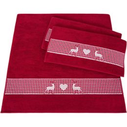 Handtuch Set Dyckhoff, rot, Frottier, Obermaterial: 100% Baumwolle, Handtuch-Sets, "Oktoberfest", Made in Germany (2 Handt&uuml;cher, 1 Duschtuch)