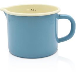 Krüger KRÜGER Milchtopf, Ø 12cm + Höhe 11cm, blau, Töpfe, Literskala, 1 Liter, für Induktions-Kochfelder geeignet