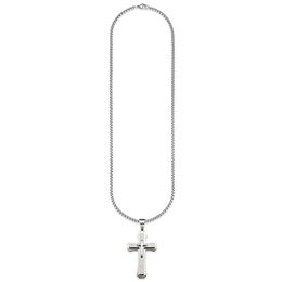 Bruno Banani Herren Kette mit Anh&auml;nger "Schmuck Geschenk Halskette Kreuz Venezianerkette", Edelstahl, L: 55 B: 3mm, silber, Edelstahl, B:3mm,