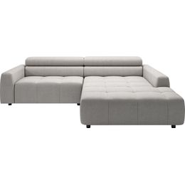Ecksofa 3C CANDY, B:258cm H:68cm T:217cm, grau, 100% Polyester, Wohnzimmer, Sofas, "Denver auch mit Cord- und Easy care-Bezug, Kopfteilverstellung