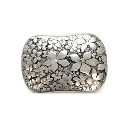 Damen G&uuml;rtelschnalle "3D Blume Silber", silber, RETTUNGSRING G&Uuml;RTEL, gemustert, Obermaterial: 100% Metall, G&uuml;rtel