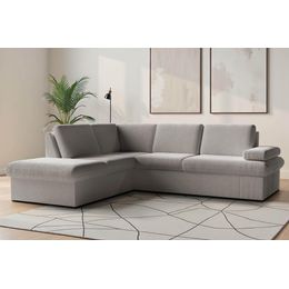 Sit & More Ecksofa SIT & MORE, B:238cm H:82cm T:202cm, grau, 100% Polyester, Wohnzimmer, Sofas, "Moreno L-Form, B: 238 cm", mit Armteilverstellung, optional