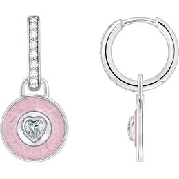 Thomas Sabo Damen Paar Creolen "mit Einhänger rosa und Zirkoniabesatz", Silber 925 (Sterlingsilber), rosa, Silber 925 (Sterlingsilber), Ohrringe, mit