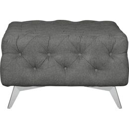 Polsterhocker Home Affaire, B:80cm H:45cm T:80cm, grau, Struktur (100% Polyester);Samtoptik (100% Polyester), Hocker, "Amaury", Chesterfield-Optik,