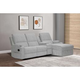 Ecksofa Home Affaire, B:240cm H:105cm T:155cm, grau, Wohnzimmer, Sofas, "NAPORI Multimediasofa, 3er Kinosessel XXL, L-Form, Cord", Kinosofa mit