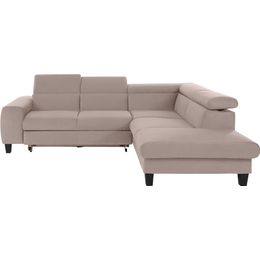 Ecksofa COTTA, B:249cm H:75cm T:207cm, braun, Microfaser PRIMABELLE (100% Polyester);Flachgewebe (100% Polyester);Samtvelours (100% Polyester),