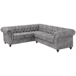 Chesterfield-Sofa Home Affaire, B:250cm H:74cm T:210cm, grau, Luxus-Microfaser (94% Polyester, 5% Nylon, 1% Spandex);Microfaser Antiklederoptik (100%