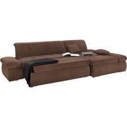 Ecksofa DOMO collection, B:300cm H:80cm T:172cm, braun, Chenille (85% Polyester, 15% Acryl);Luxus-Microfaser (100% Polyester);Struktur ( 100%