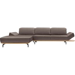 Ecksofa, B:293cm H:117cm T:212cm, beige, CREATION BY ROLF BENZ, Flachgewebe DONNA (76% Polyester 24% Polyacryl);Leder OSKAR - echtes Leder,