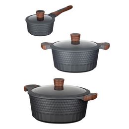 Topf-Set "Capella mit Deckel, antihaftbeschichtet und sp&uuml;lmaschinenfest", schwarz, RESTO KITCHENWARE, T&ouml;pfe, F&uuml;r alle Herdarten geeignet, auch