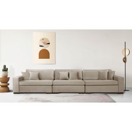 3-Sitzer Home Affaire, B:400cm H:86cm T:130cm, beige, 100% Polyester, Sofas, "Skara XXL", Lounge-Sofa XXL mit Federkern-Polsterung, in vielen