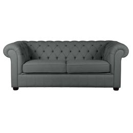 3-Sitzer Home Affaire, B:198cm H:74cm T:89cm, grau, 100% Polyester, Sofas, "CHARENTE, optionale Schlafsofa, Chesterfield-Sofa, Bettfunktion", mit