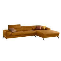 Ecksofa W.Schillig, B:343cm H:70cm T:193cm, gelb, Stoff S37 (100% Polyester): Luxus-Microfaser in Lederoptik, Wohnzimmer, Sofas, "piedroo, Designsofa