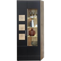 Vitrine Innostyle, B:80cm H:208cm T:37cm, schwarz, FSC-zertifizierter Holzwerkstoff, Wohnzimmer, Schränke, "Sonate", Elemente sind flexibel