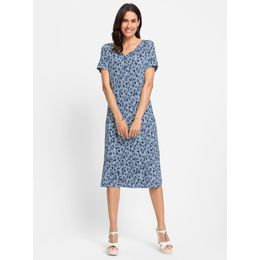 Inspirationen Damen Sommerkleid "Jersey-Kleid", blau, Gr. 36, bedruckt, gemustert, mehrfarbig, Jersey, 95% Viskose, 5% Elasthan, Kleider