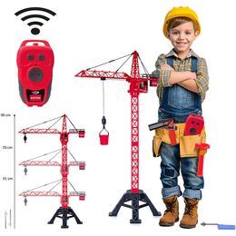 Jamara Kinder RC-Kran "Turmdrehkran Kutter XL 99 IR"rot, Kunststoff, B:32,5cm H:99cm T:61,5cm, Fernlenkfahrzeuge, LED Licht im Dach