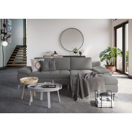Sit & More Ecksofa SIT & MORE, B:270cm T:163cm, grau, Wohnzimmer, Sofas, "Latigo L-Form", mit Recamiere, wahlweise mit Bettfunktion und Bettkasten