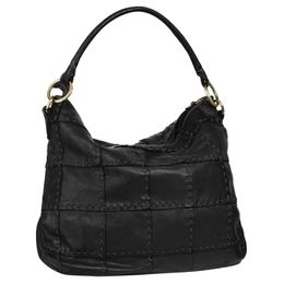 Samantha Look Damen Shopper, schwarz, Leder, leicht gl&auml;nzend, unifarben, Taschen, echt Leder, Made in Italy