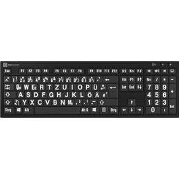 LogicKeyboard Slimline-Tastatur "XL-Print White on Black DE (PC/Nero)", schwarz, Tastaturen