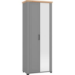 Garderobenschrank Home Affaire, B:75cm H:194,5cm T:41cm, grau, MDF, Spanplatte, Flur, Schr&auml;nke, "Valencia"