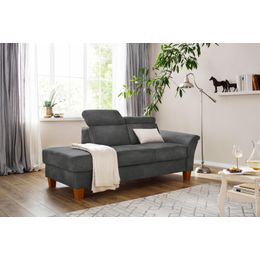 Recamiere Home Affaire, B:194cm H:84cm T:93cm, grau, 100% Polyester, Sofas, "Conville", incl. Kopfteilverstellung, Federkern, wahlweise mit Bettkasten
