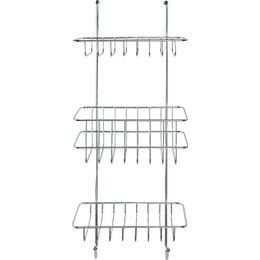 Duschablage Wenko, B:22,5cm H:57cm T:18,5cm, silber, Stahl, Regale, "Revigo", 3 Ablagen