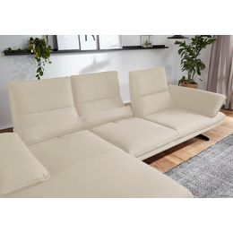 Ecksofa W.Schillig, B:291cm H:94cm T:164cm, grau, Longlife Xtra-Leder Z59: Glattleder mit modischer Pr&auml;gung. Hautst&auml;rke 0, 9 - 1, 1 mm, Wohnzimmer,