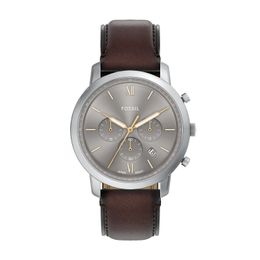 Fossil Herren Chronograph "NEUTRA", grau, Armbanduhren, Quarzuhr, Armbanduhr, Herrenuhr, Lederarmband, analog, Tag